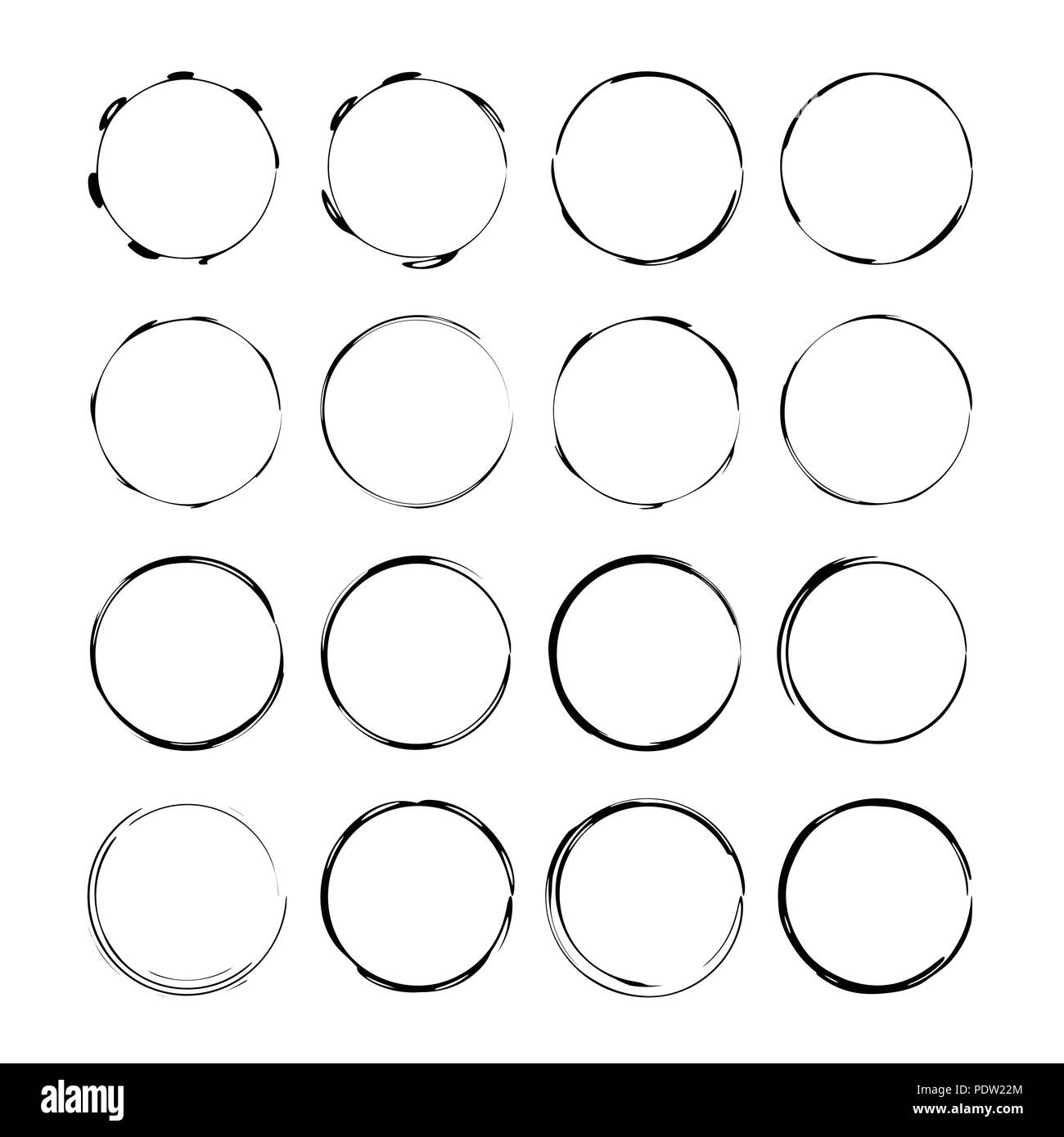 Set of round grunge frames. Empty borders. Vector illustration Stock ...