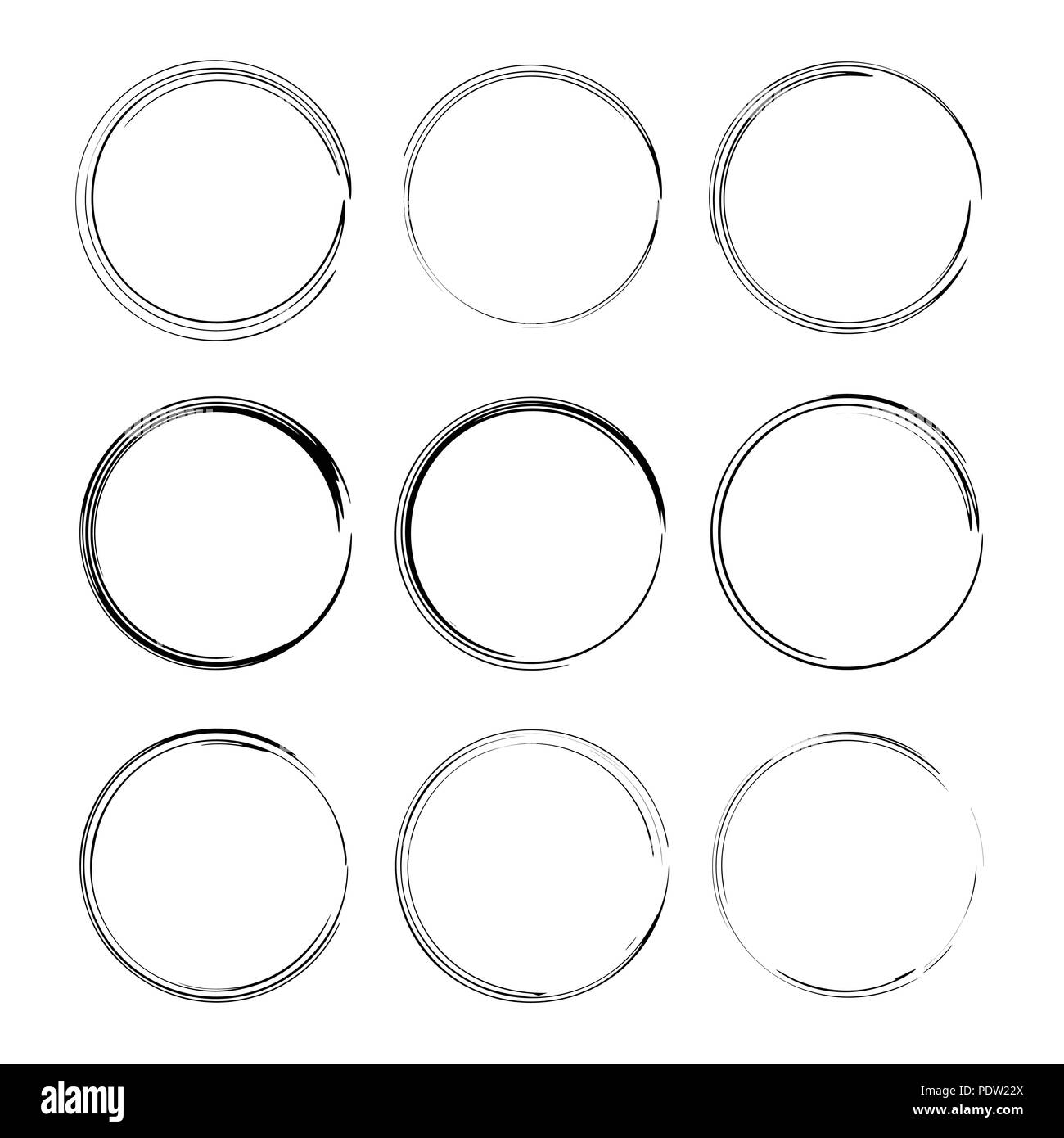 Set of black round grunge frames. Vector illustration Stock Vector ...