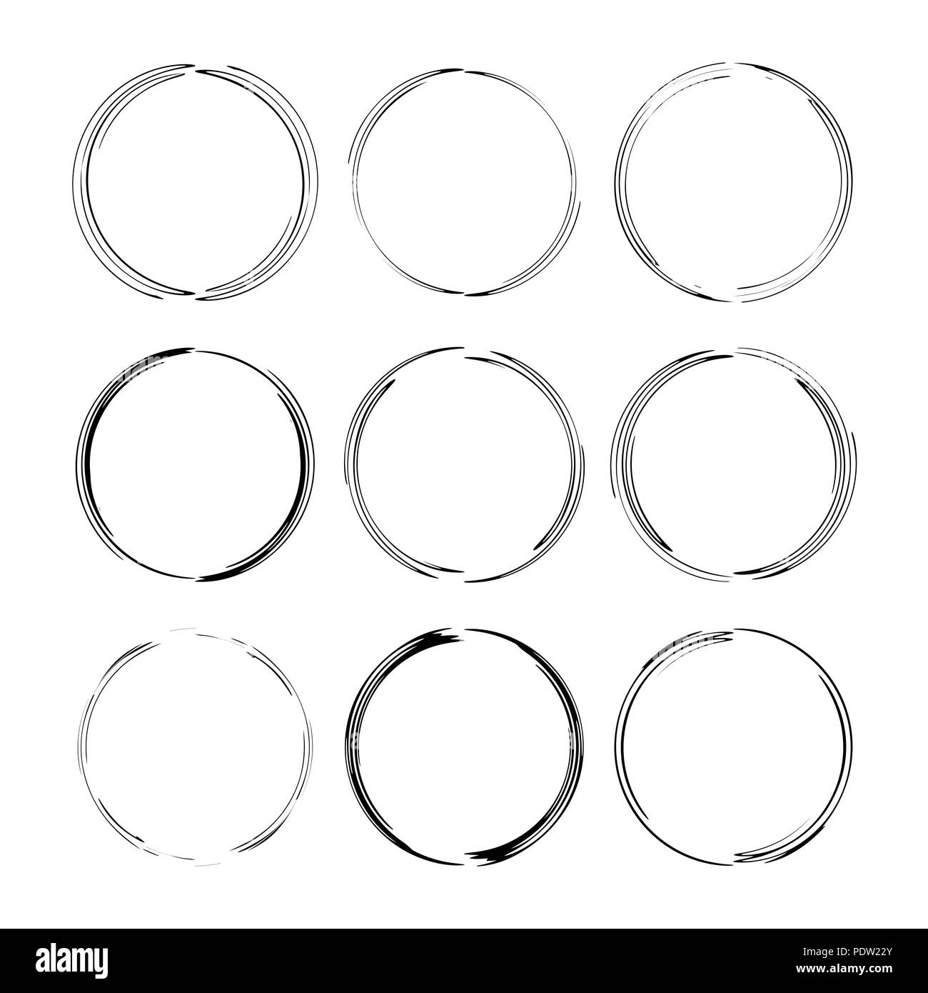 Set of black round grunge frames. Collection of borders. Vector ...