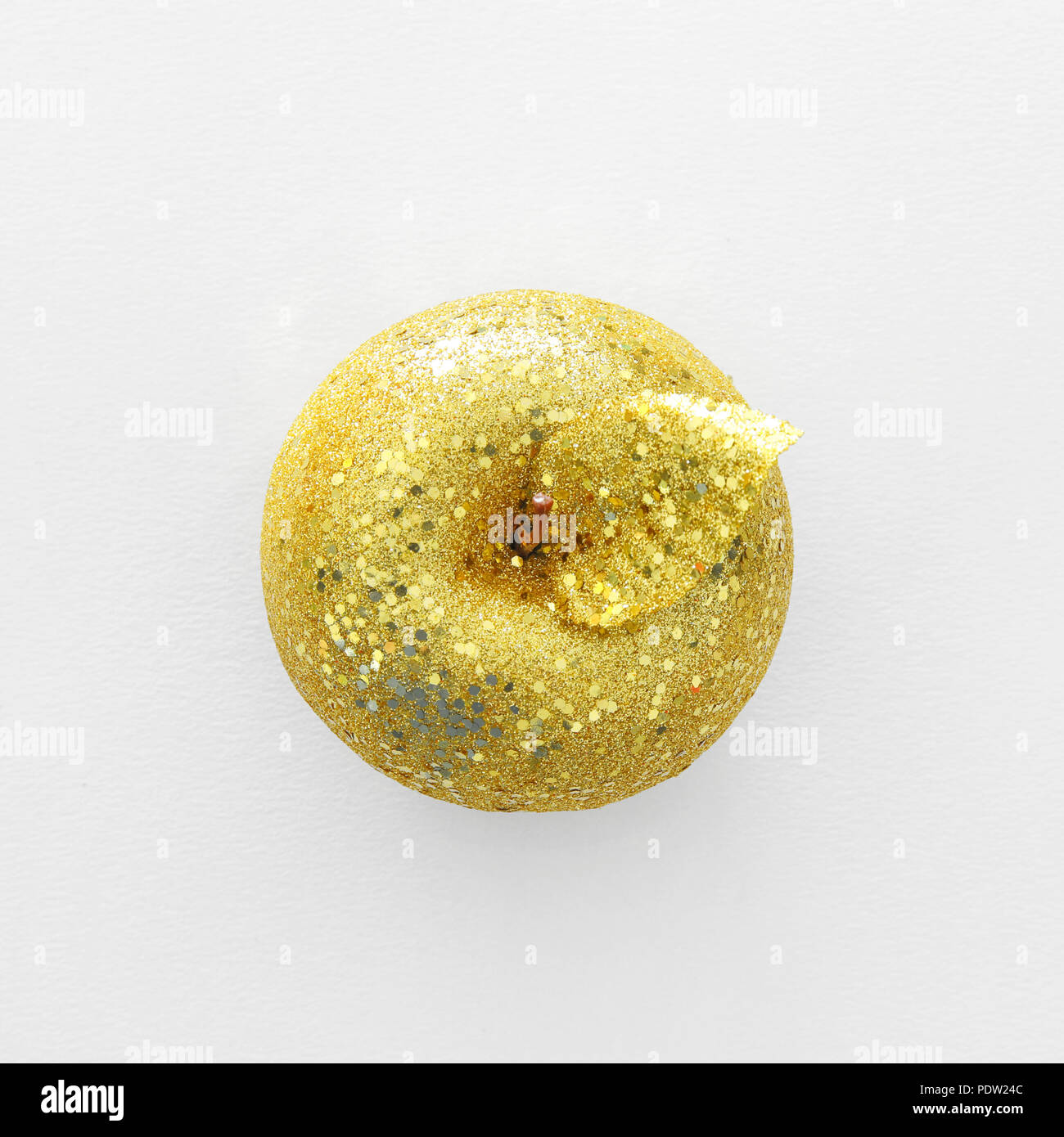 Flat lay image of gold decorative apple. Rosh hashanah (jewish New Year ...