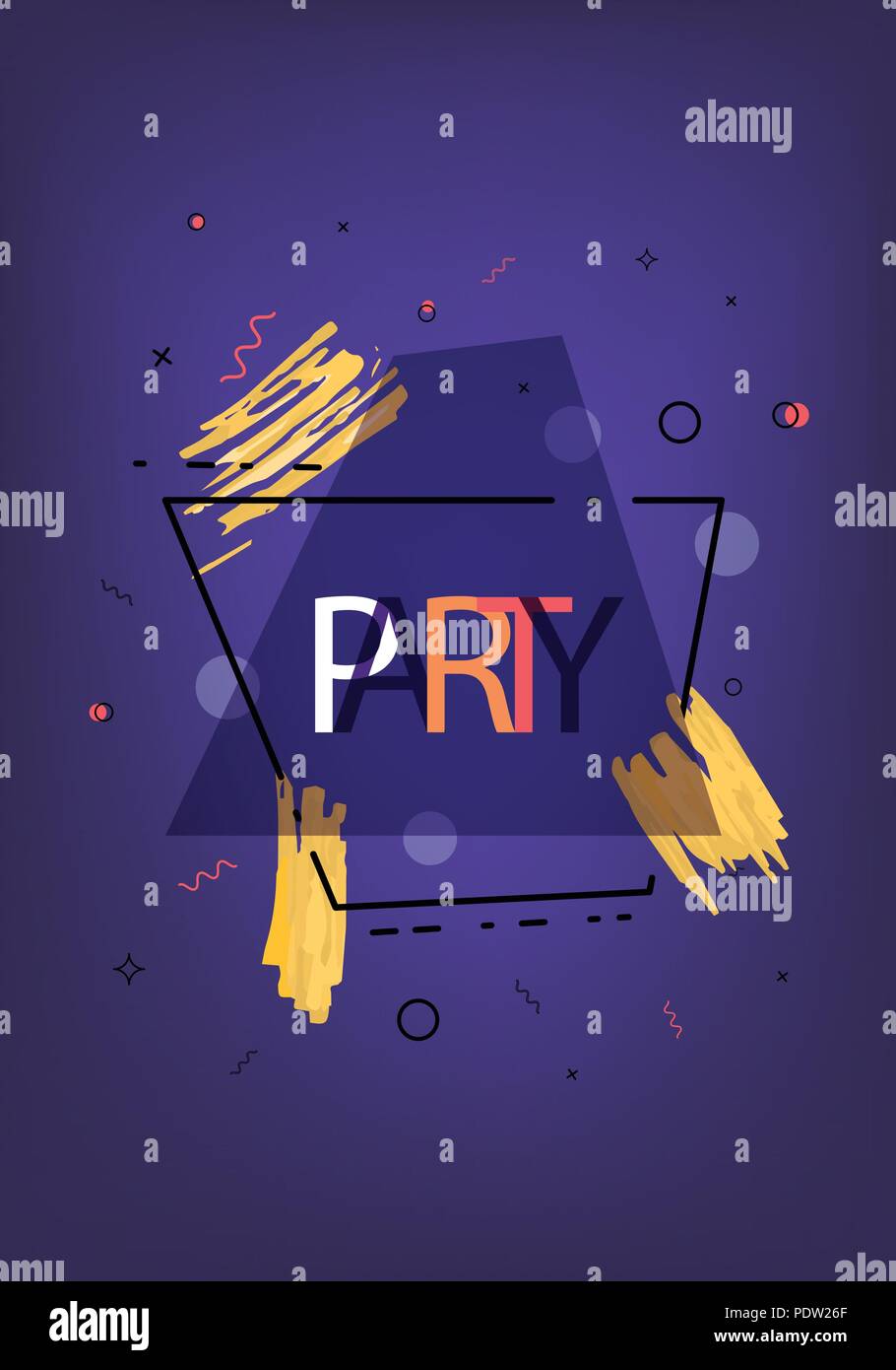 Party banner. Vertical event flyer for holiday design with geometric ...