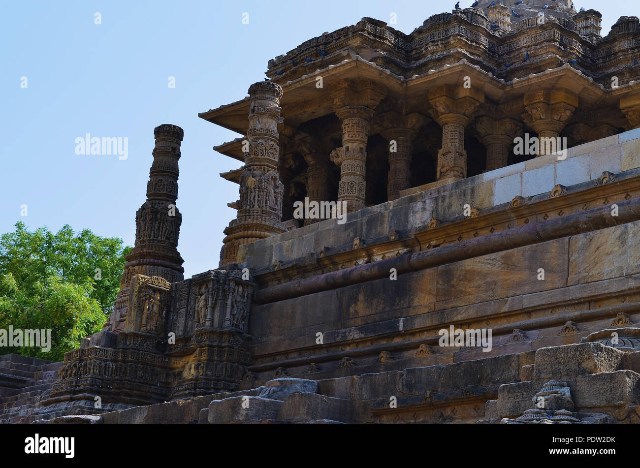 Ancient ruined carved hindu sun temple in India made up of stones and ...