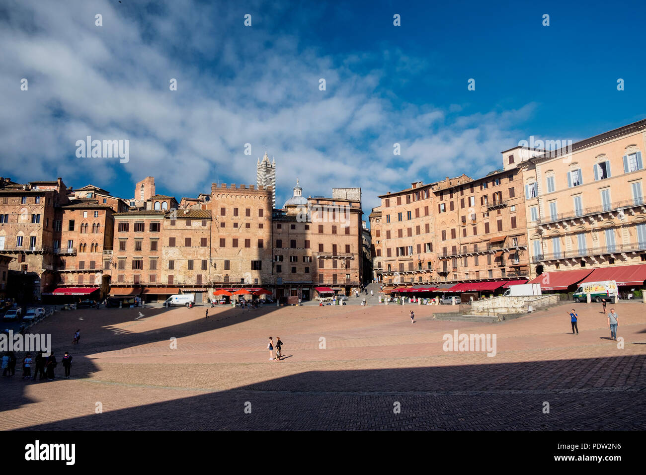 Historic buildings in Piazza del Campo in SIena, Tuscany, Italy, the ...
