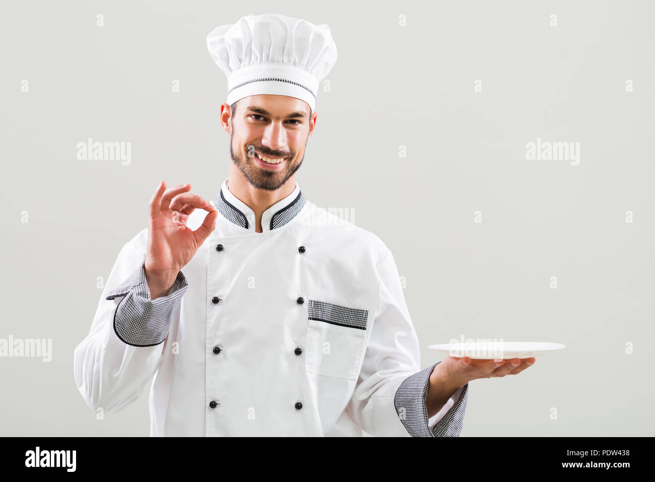 Smiling Chef Giving Ok Sign Stock Photos & Smiling Chef Giving Ok Sign ...