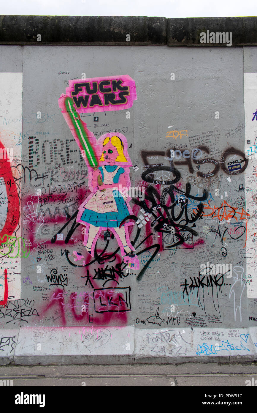 Murals painted along original sections of the Berlin Wall, Germany ...