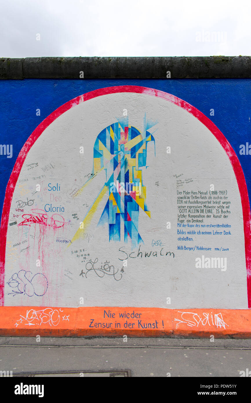 Murals painted along original sections of the Berlin Wall, Germany ...