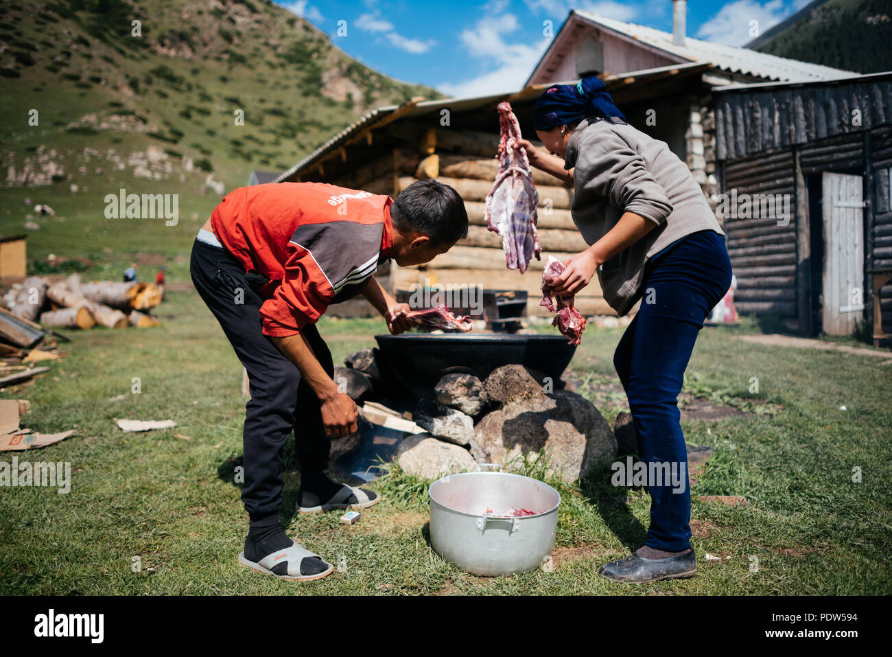 Family lunch outside village hi-res stock photography and images - Alamy