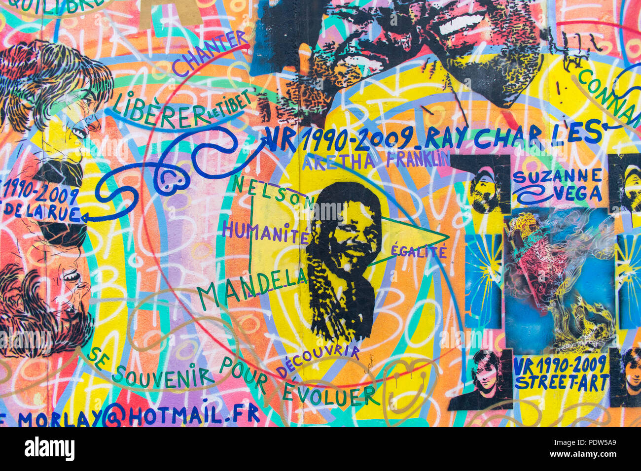 Murals painted along original sections of the Berlin Wall, Germany ...