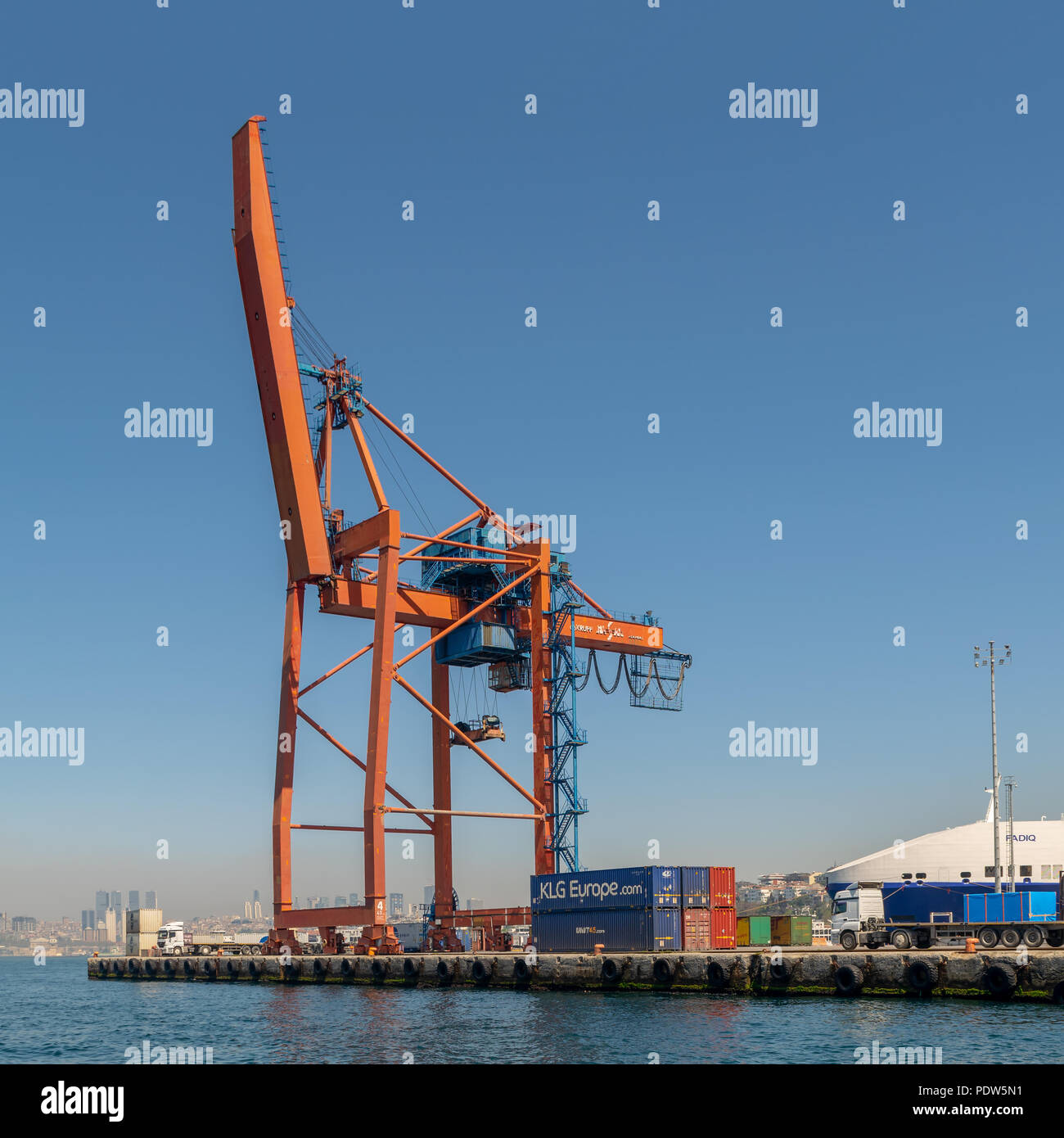 Istanbul, Turkey - April 26, 2017: Shipyard of the Port of Haydarpasha ...
