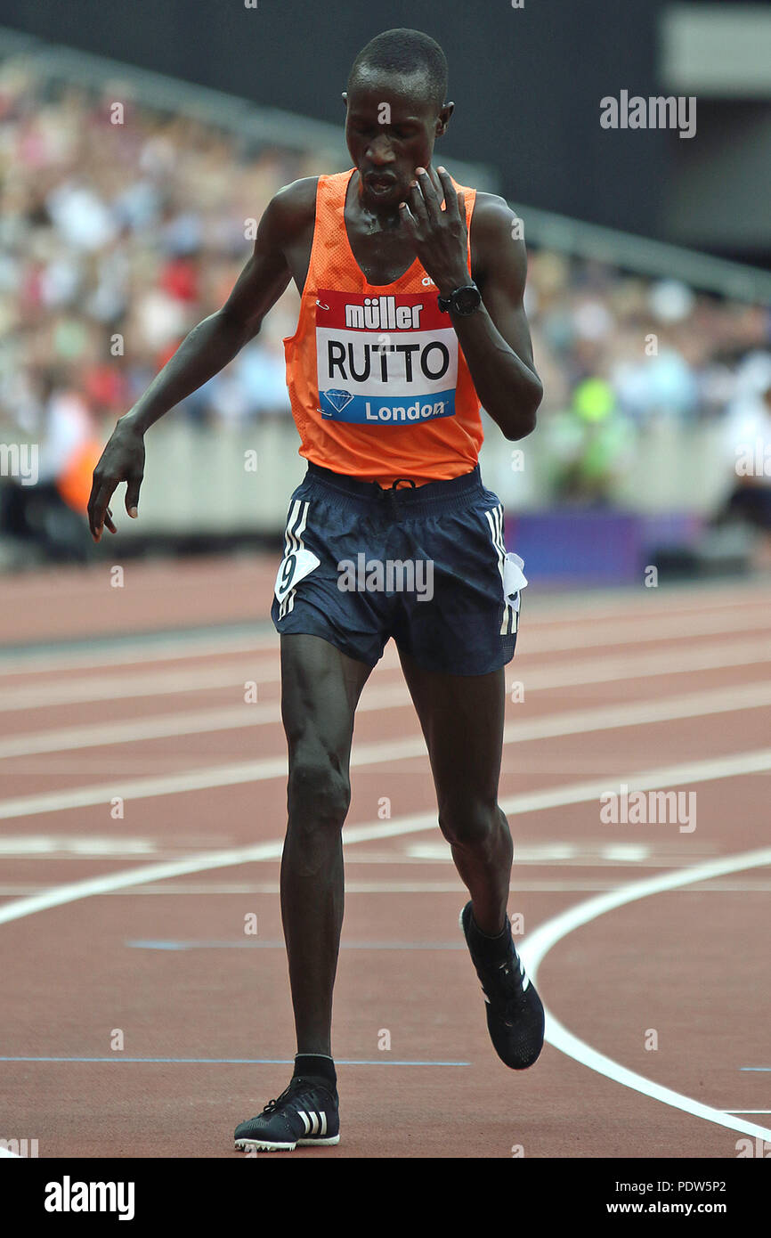 Cyrus RUTTO of Kenya in the mens 5000 metres at the 2018 Muller ...