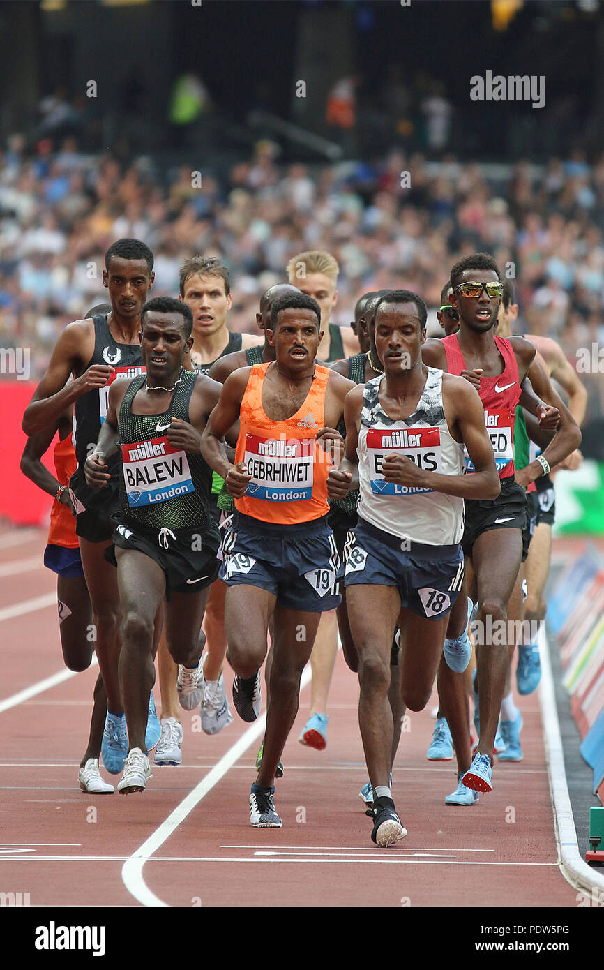 Hagos GEBRHIWET of Ethiopia in the mens 5000 metres at the 2018 Muller ...