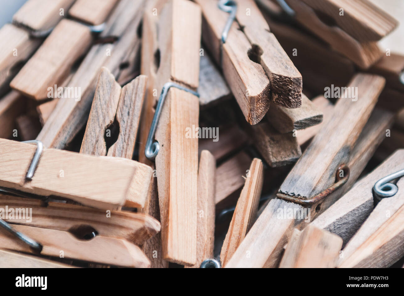 Old wooden clothes pegs hi-res stock photography and images - Alamy