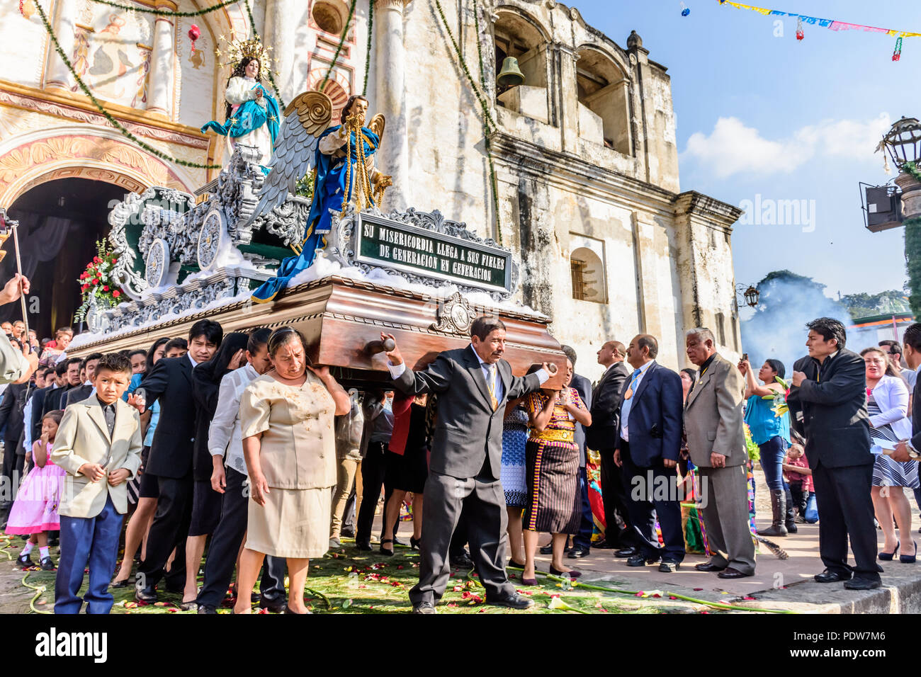 San Juan del Obispo, Guatemala - January 1, 2017: Catholic procession ...