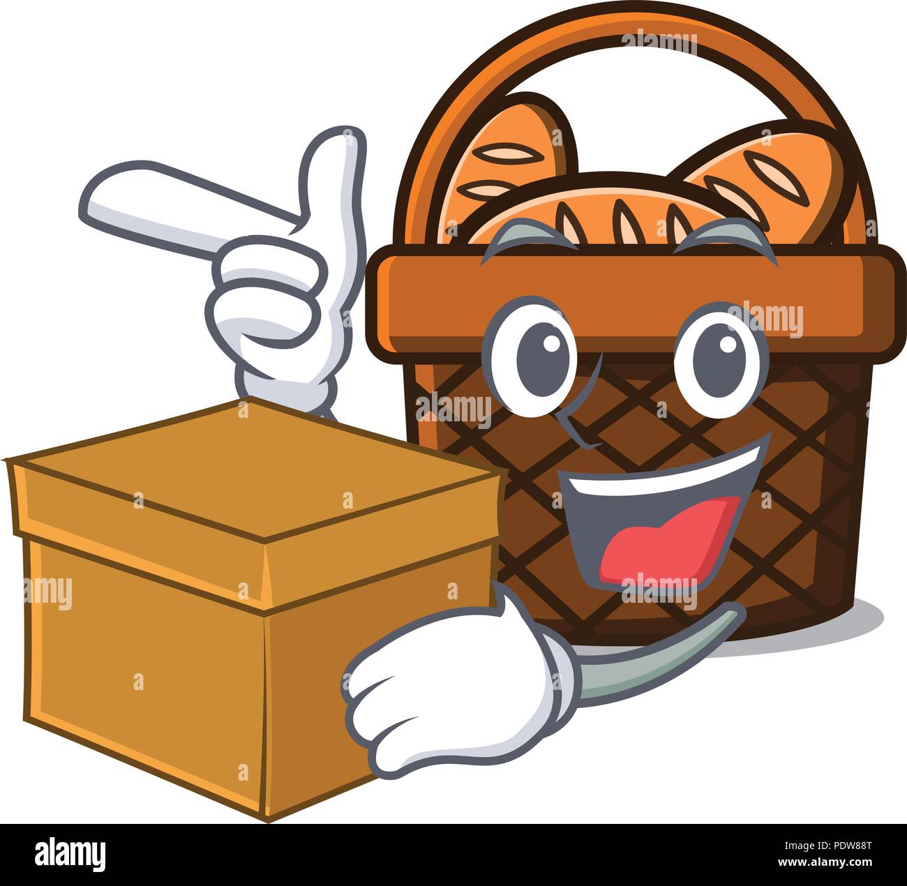 With box bread basket character cartoon Stock Vector Image & Art - Alamy