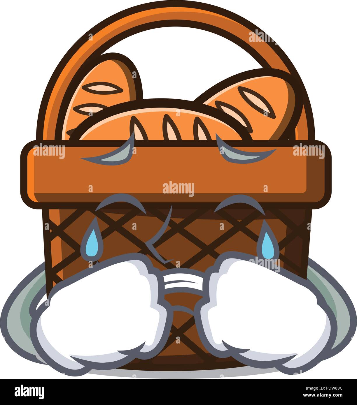 Crying bread basket mascot cartoon Stock Vector Image & Art - Alamy