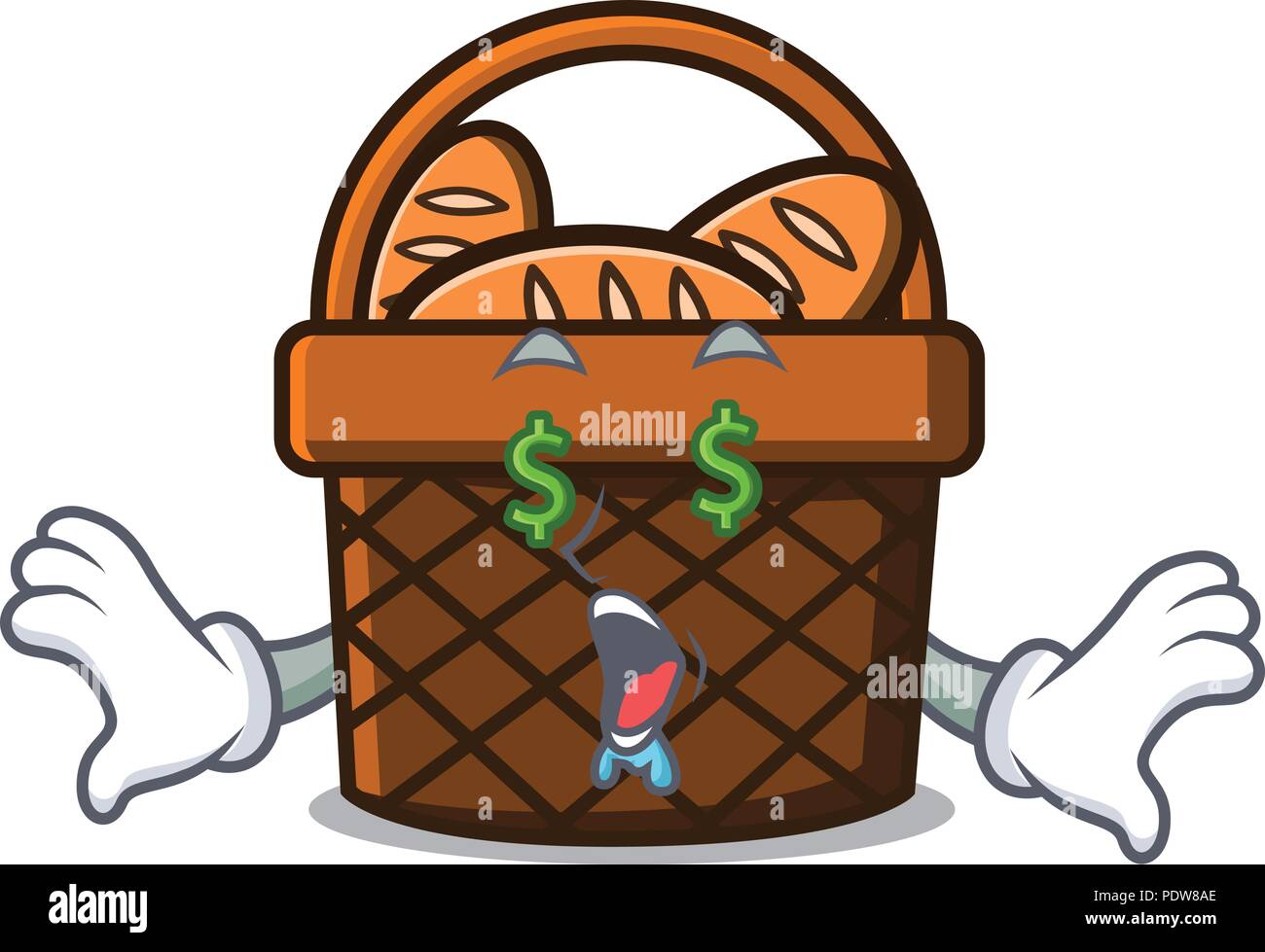 Money eye bread basket mascot cartoon Stock Vector Image & Art - Alamy