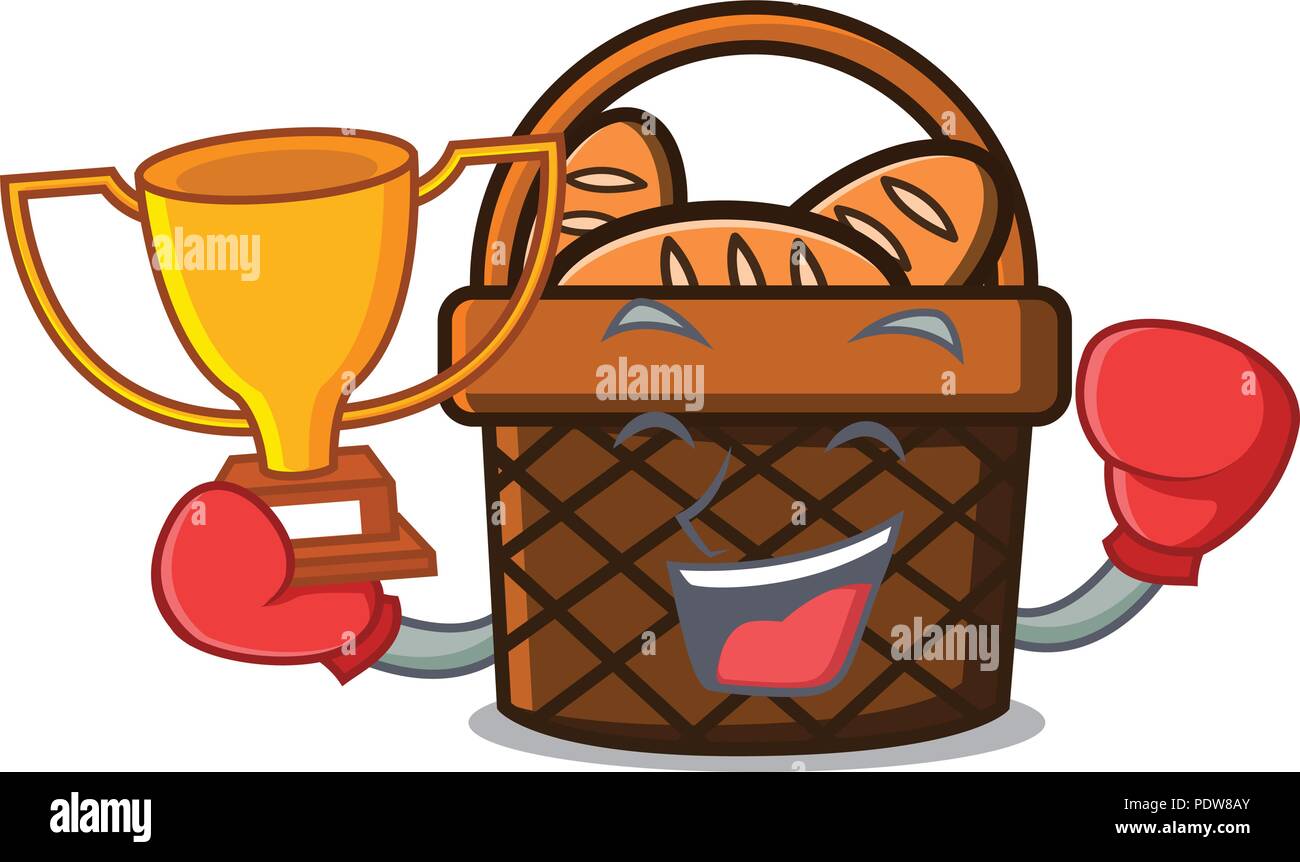 Boxing winner bread basket mascot cartoon Stock Vector Image & Art - Alamy