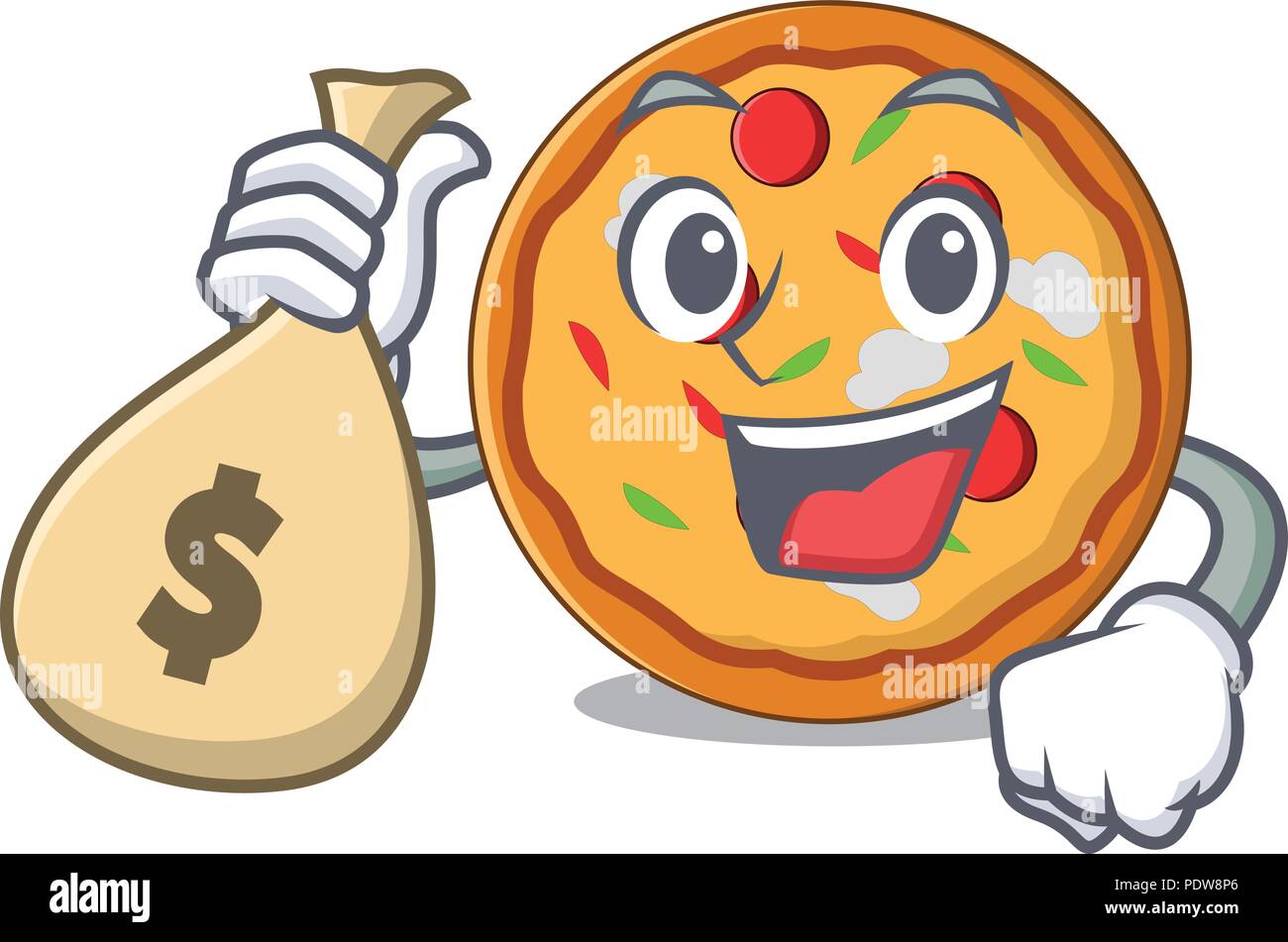 With money bag pizza character cartoon style Stock Vector Image & Art ...