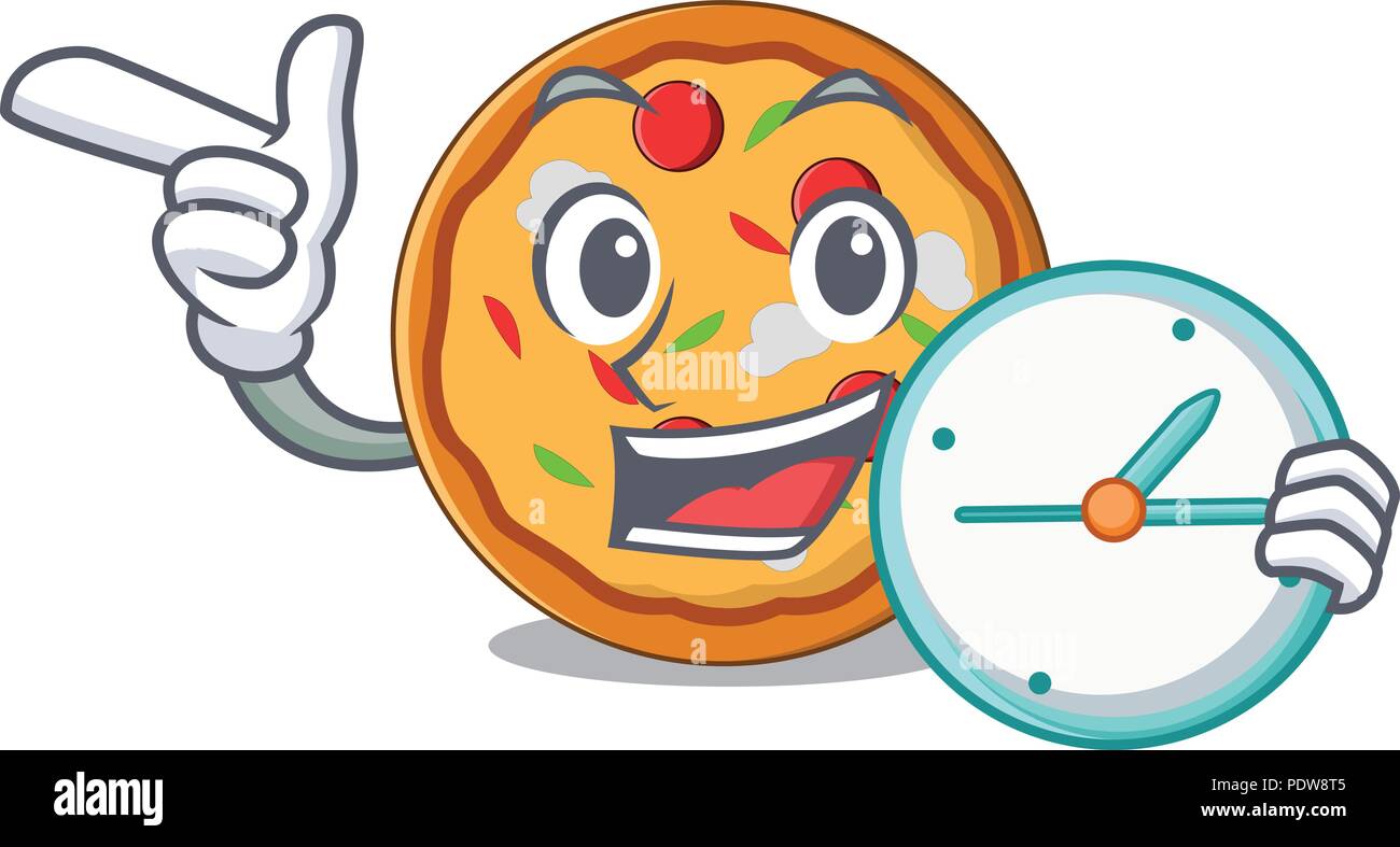 With clock pizza character cartoon style Stock Vector Image & Art - Alamy