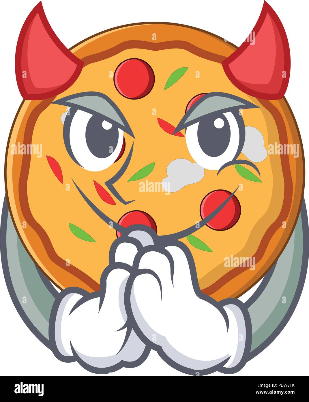 Devil pizza mascot cartoon style Stock Vector Image & Art - Alamy