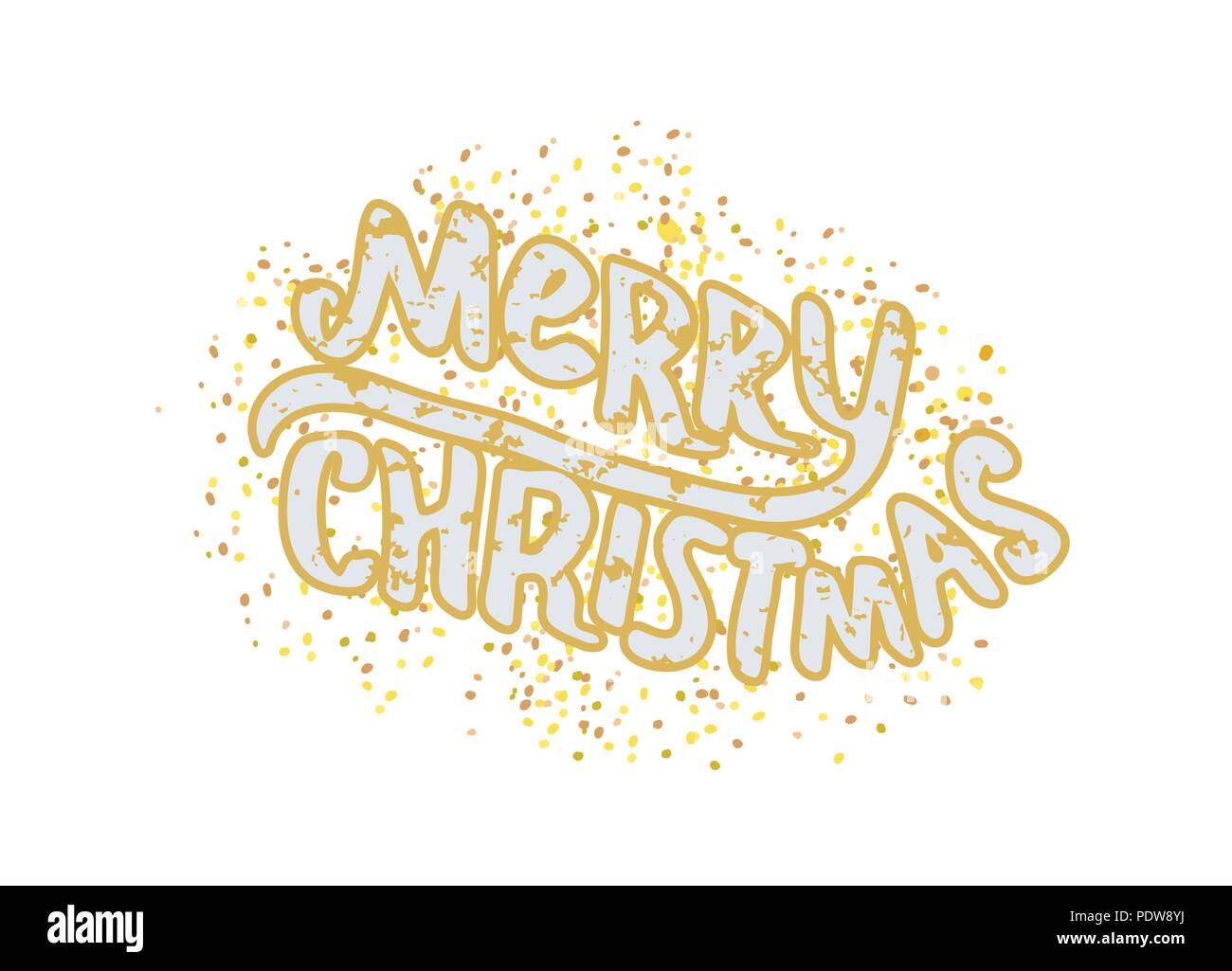 Merry Christmas Brush Handwritten Lettering With Gold Glitter Creative