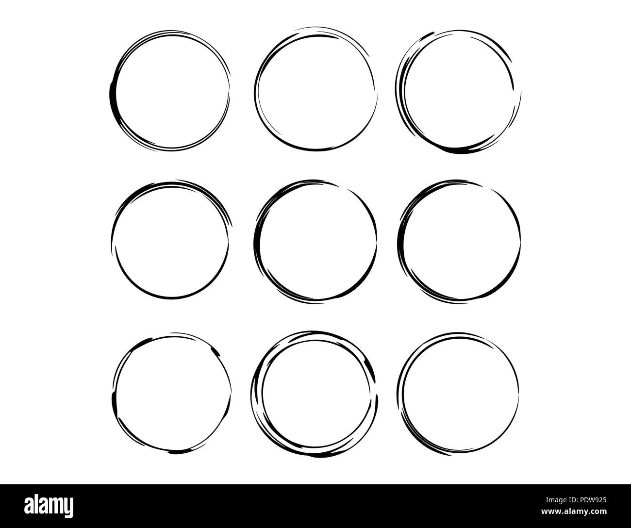 Set of round grunge frames. Empty decorative borders isolated. Vector ...