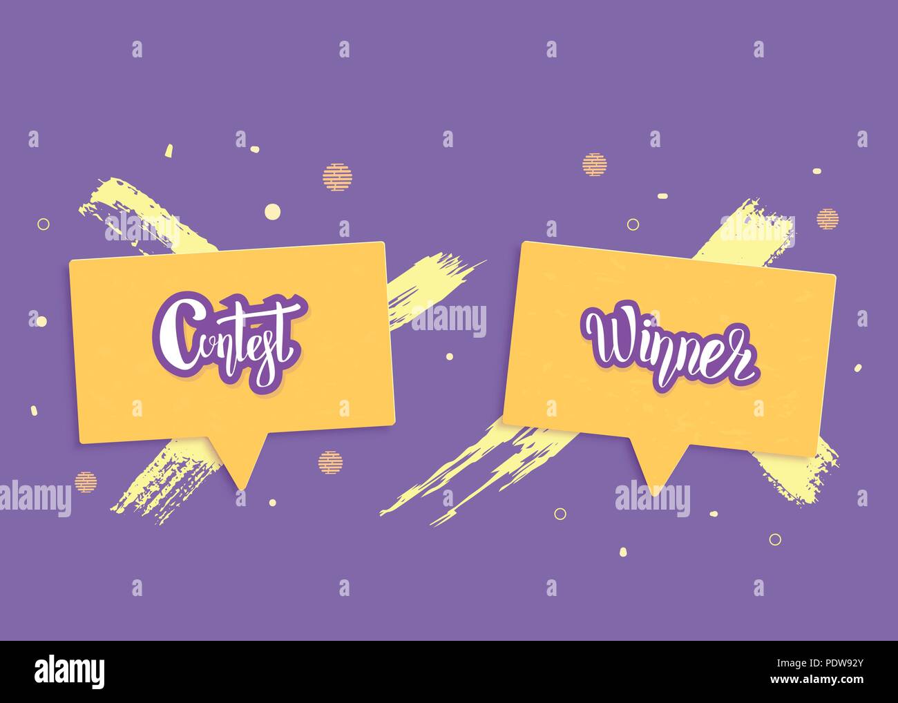 Contest and Winner card with speech bubbles for social media network ...