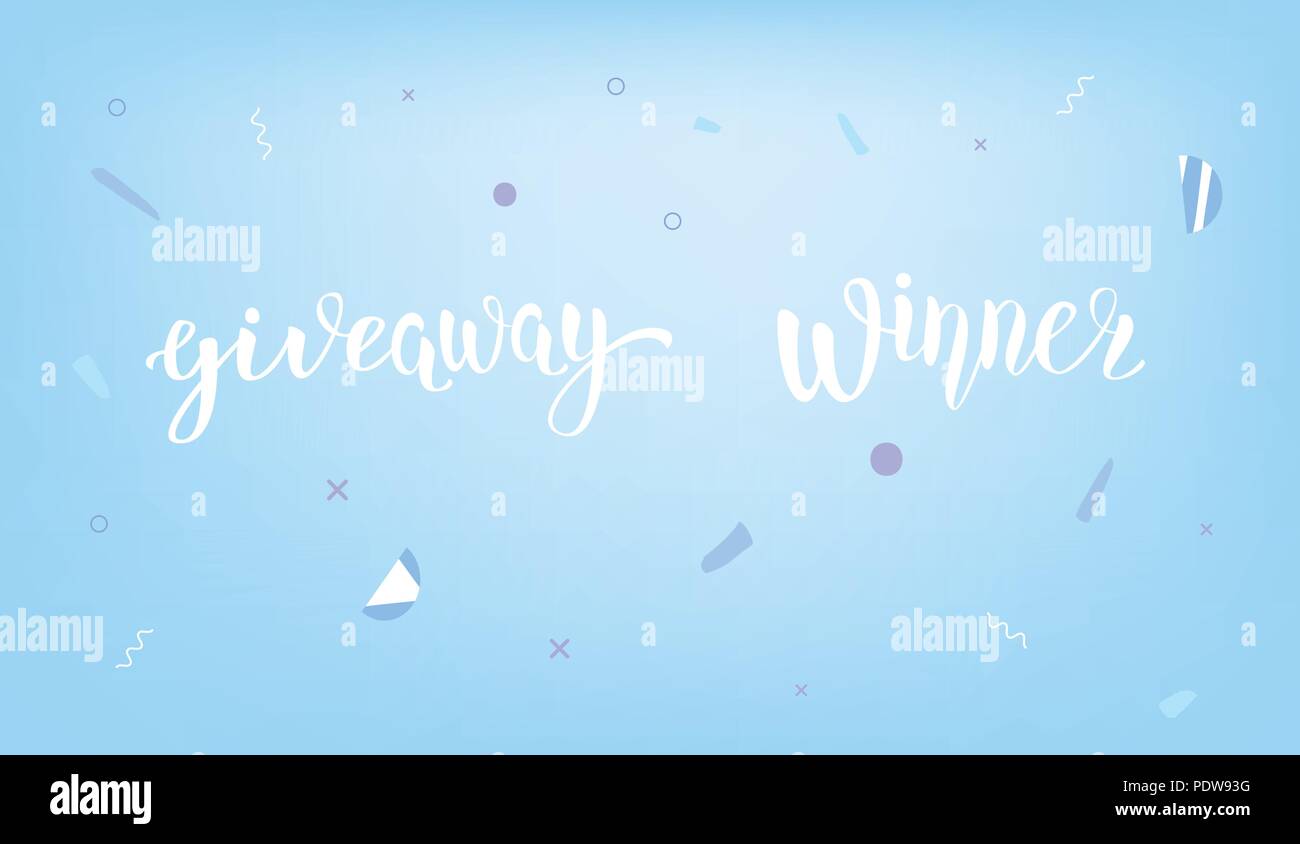 Giveaway and Winner banner. Handwritten lettering with decoration ...