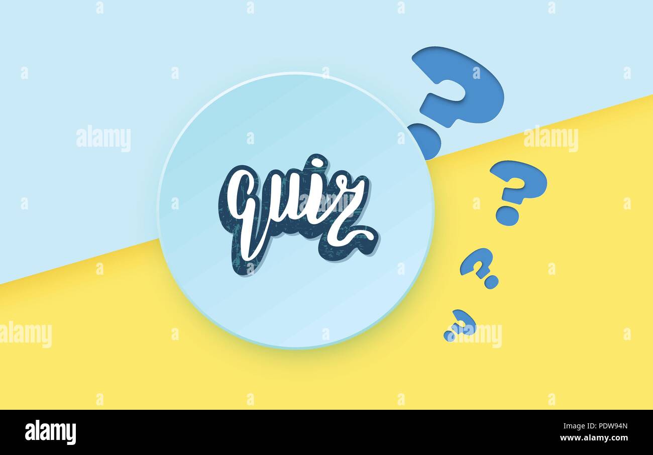 Quiz sticker. Handwritten lettering with round badge. Template for ...