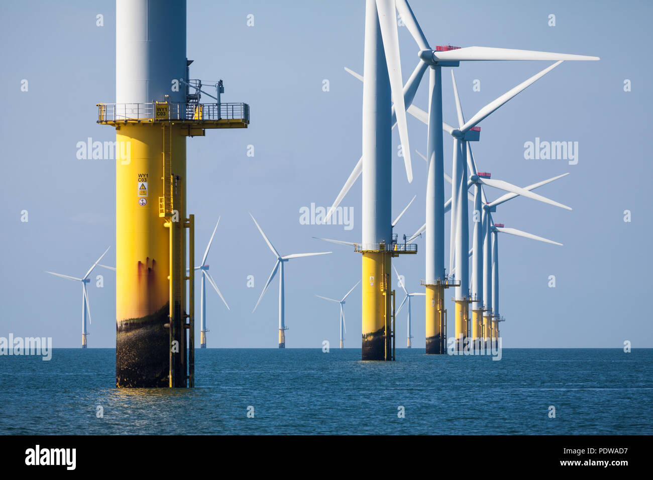 Walney 1 Offshore Wind Farm off the coast of Barrow-in-Furness in the ...