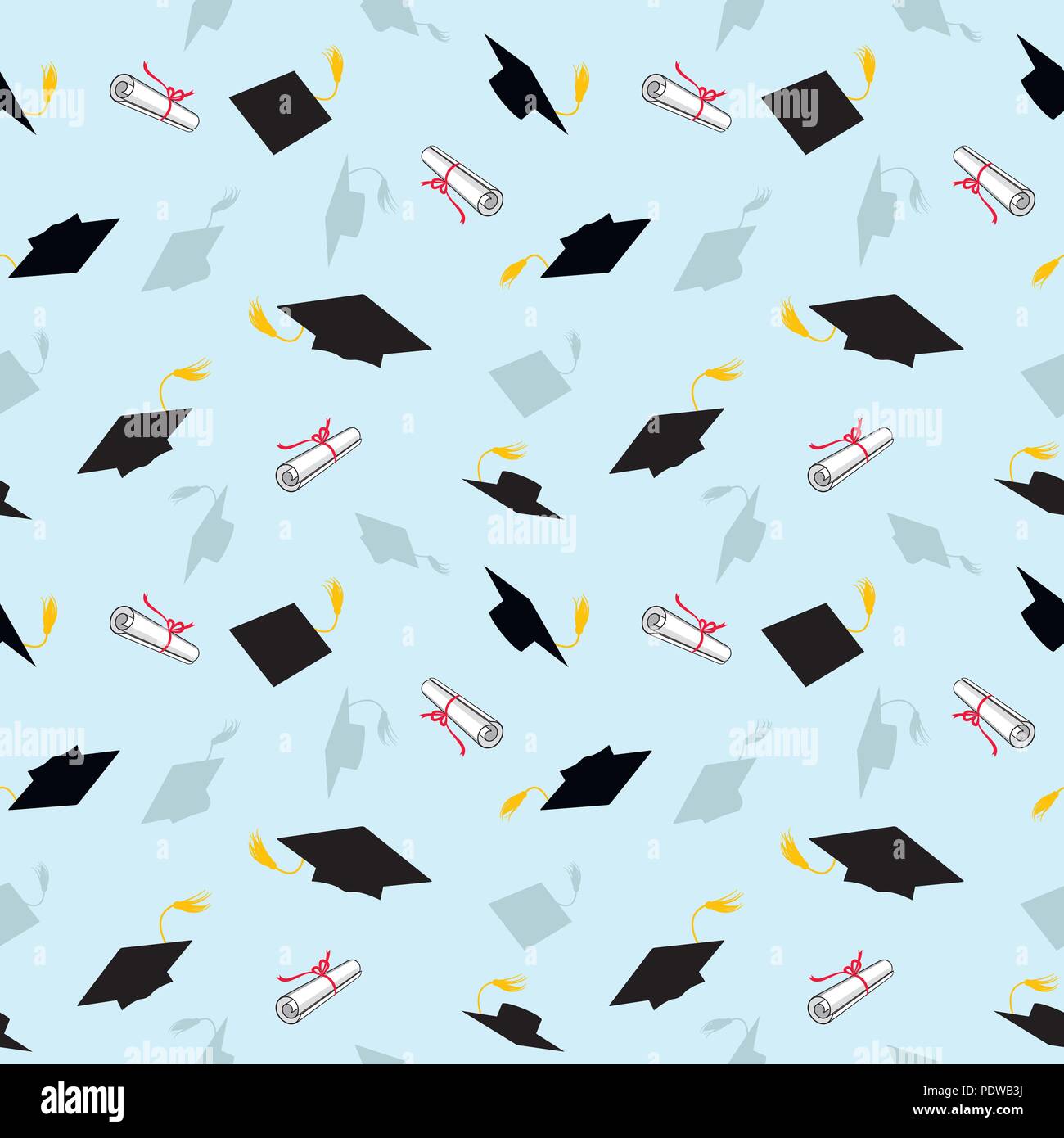 seamless pattern with graduation caps and diplomas on a background of ...