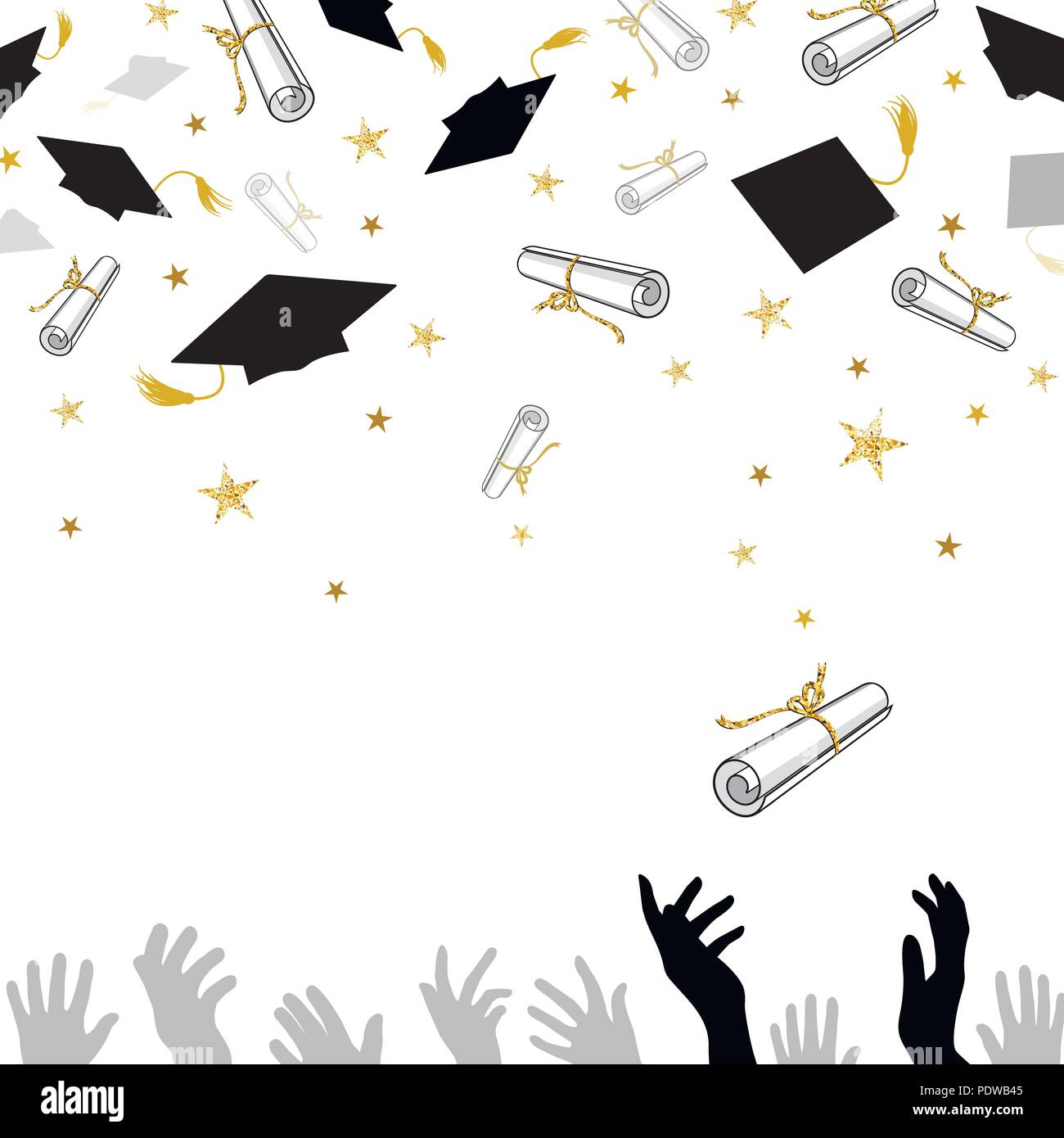 Graduation Caps And Diplomas Backgrounds Graduation Illustration