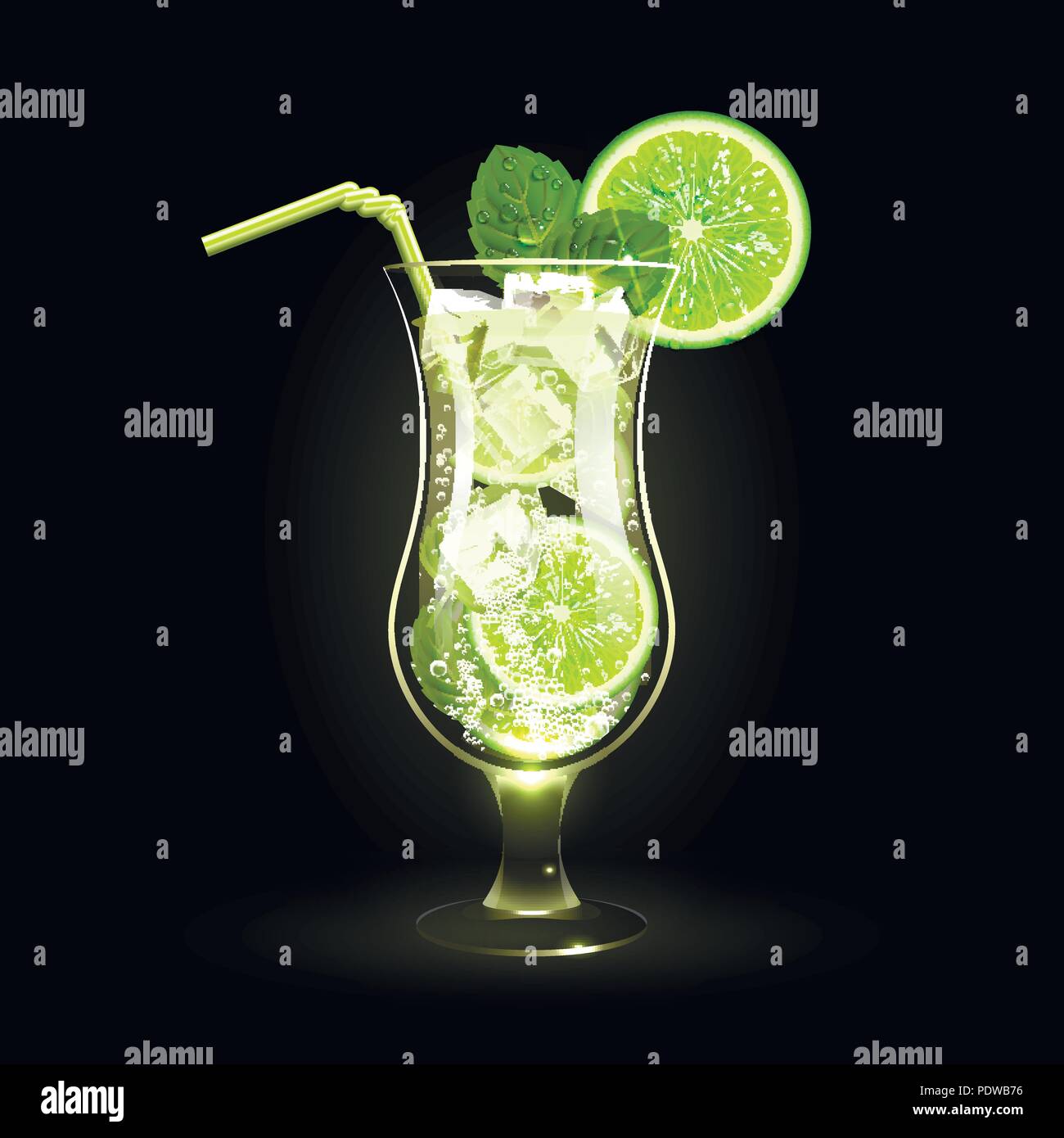 Lime lemon mint leaves Stock Vector Images - Alamy