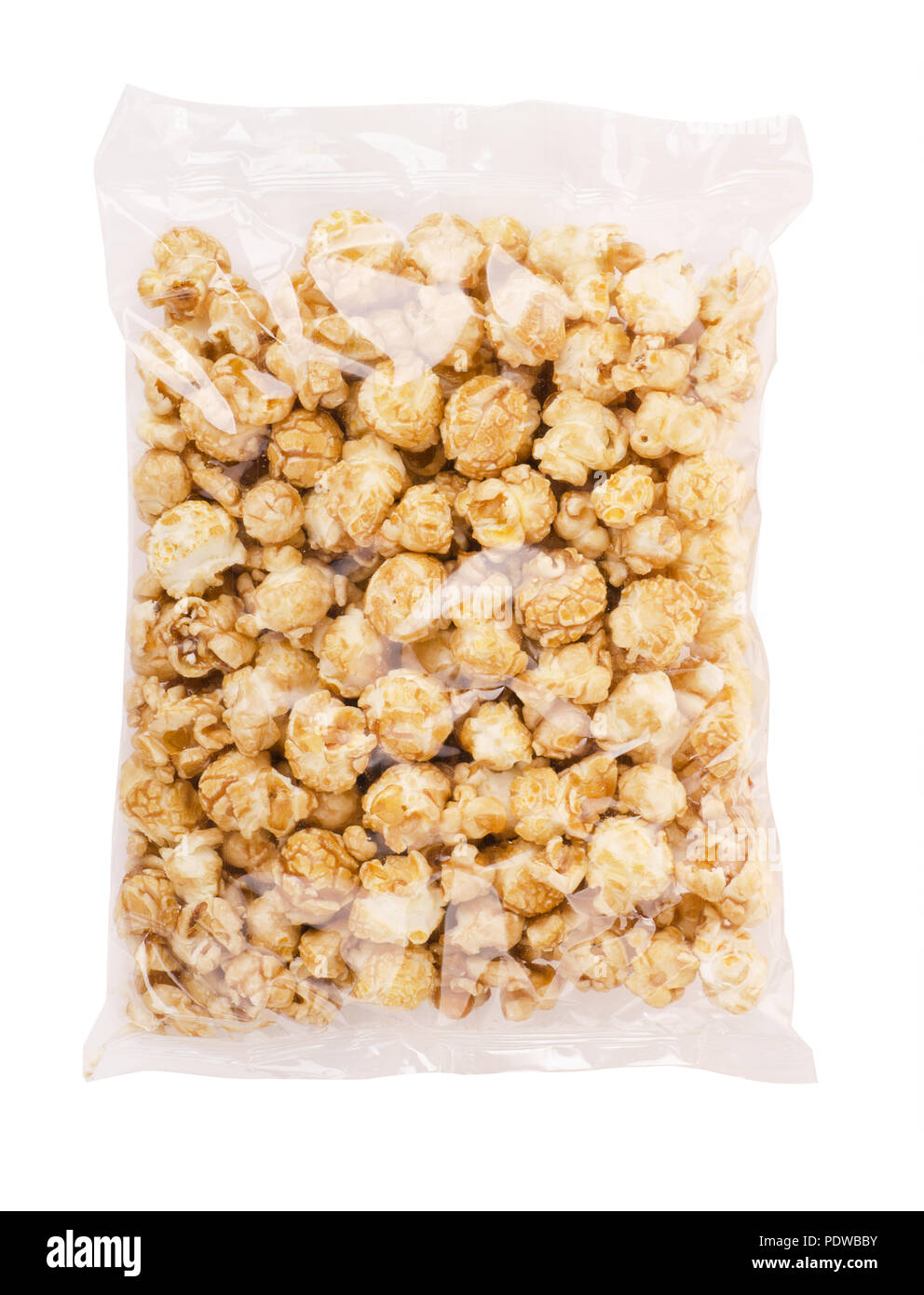 Packaged popcorn with caramel isolated on a white background Stock ...