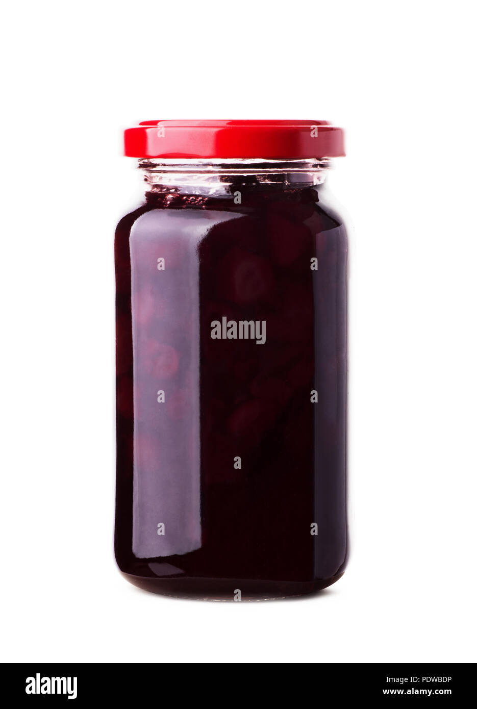 Cherry jam jar popular fruit conserve isolated on white background ...