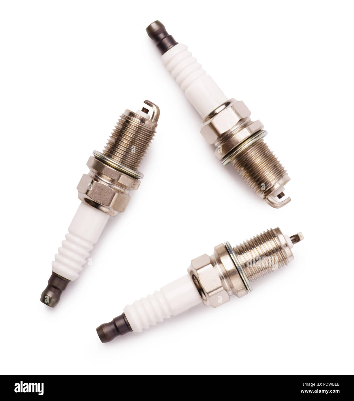 Spark plugs for the car isolated on white background Stock Photo - Alamy