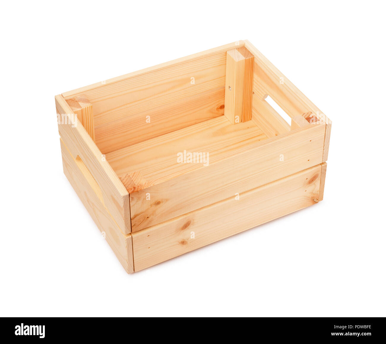 Empty wooden box isolated on white background Stock Photo - Alamy