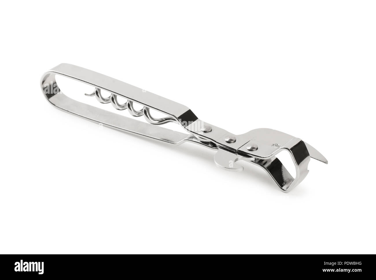 Metal modern corkscrew isolated on a white background Stock Photo - Alamy