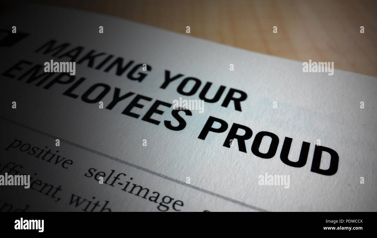 Make your employee proud on white paper Stock Photo - Alamy