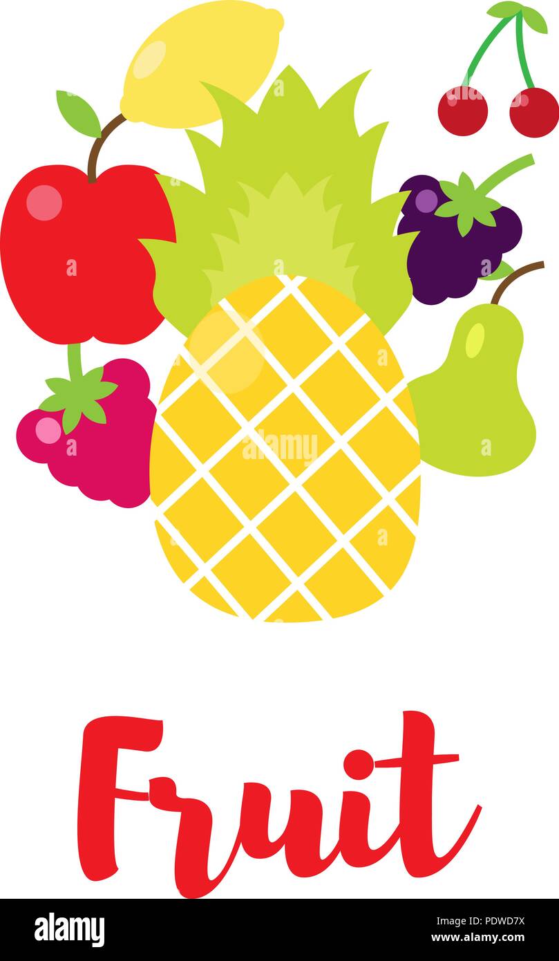 Vector illustration. Multicolored fruits in the style of flat in a ...