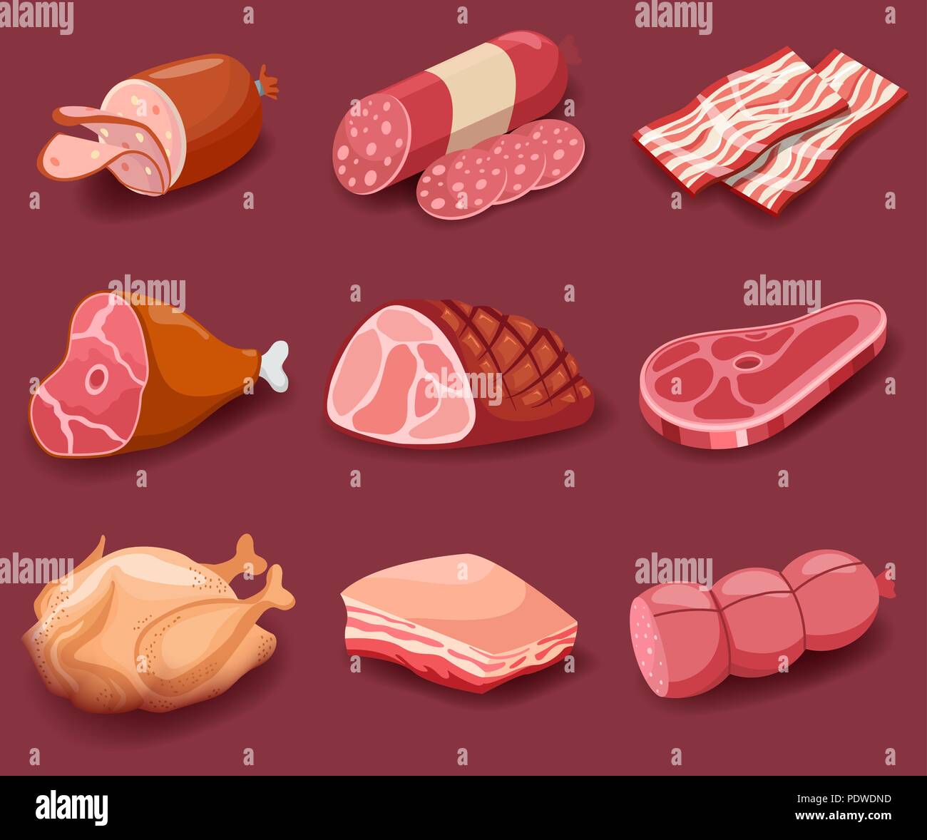 Meat icon set vector Fresh meat icons set Stock Vector Image & Art - Alamy