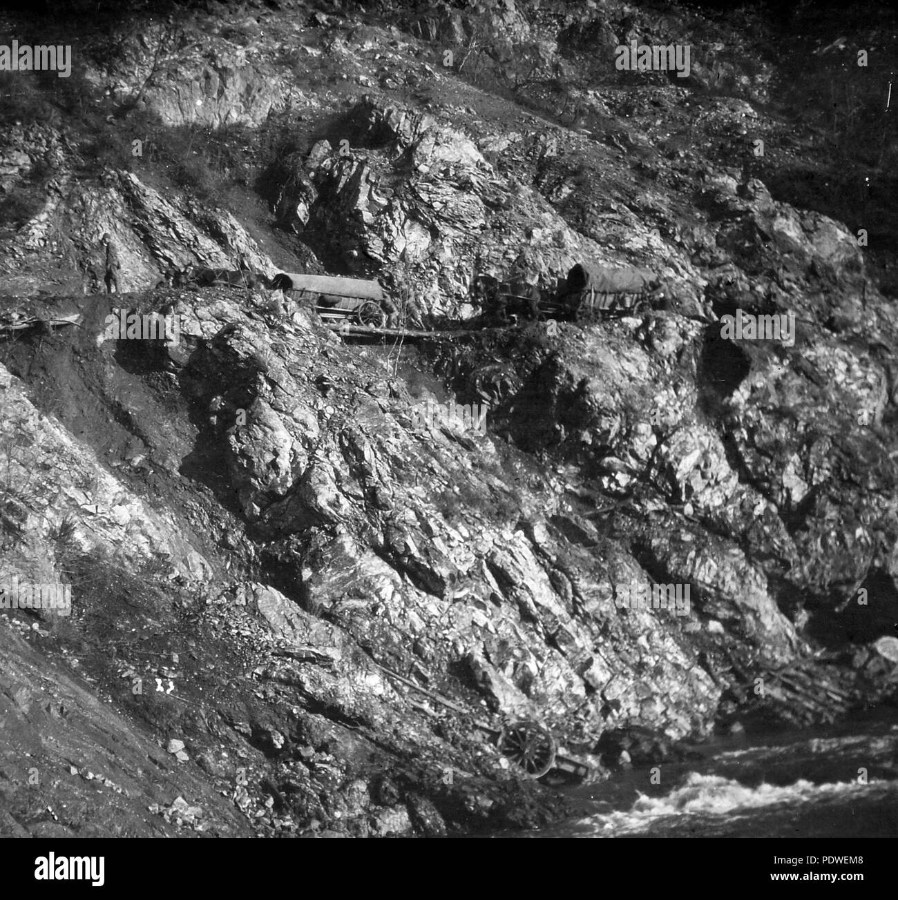 230 Mountain, chariot, accident, river, hillside, rock, First World War ...