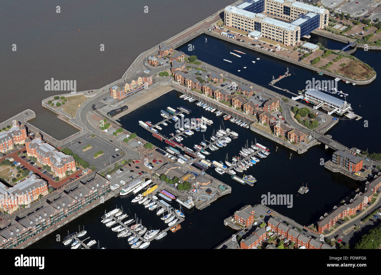 aerial view of Liverpool Marina on the Mersey, UK Stock Photo - Alamy