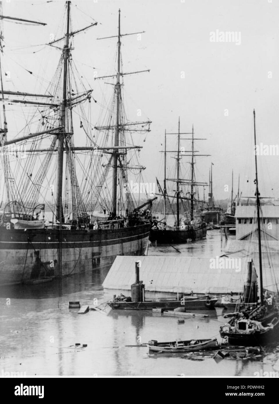 Anchored sailing ships Black and White Stock Photos & Images - Alamy