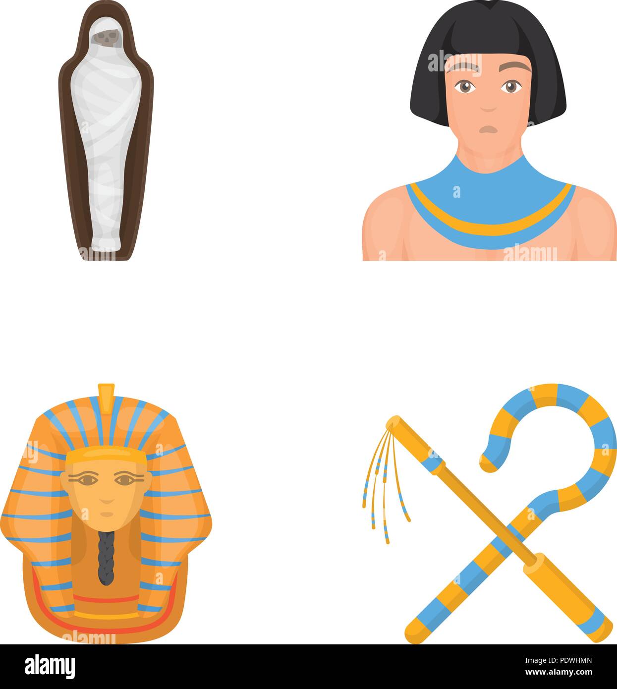 Crook and flail, a golden mask, an egyptian, a mummy in a tomb.Ancient ...