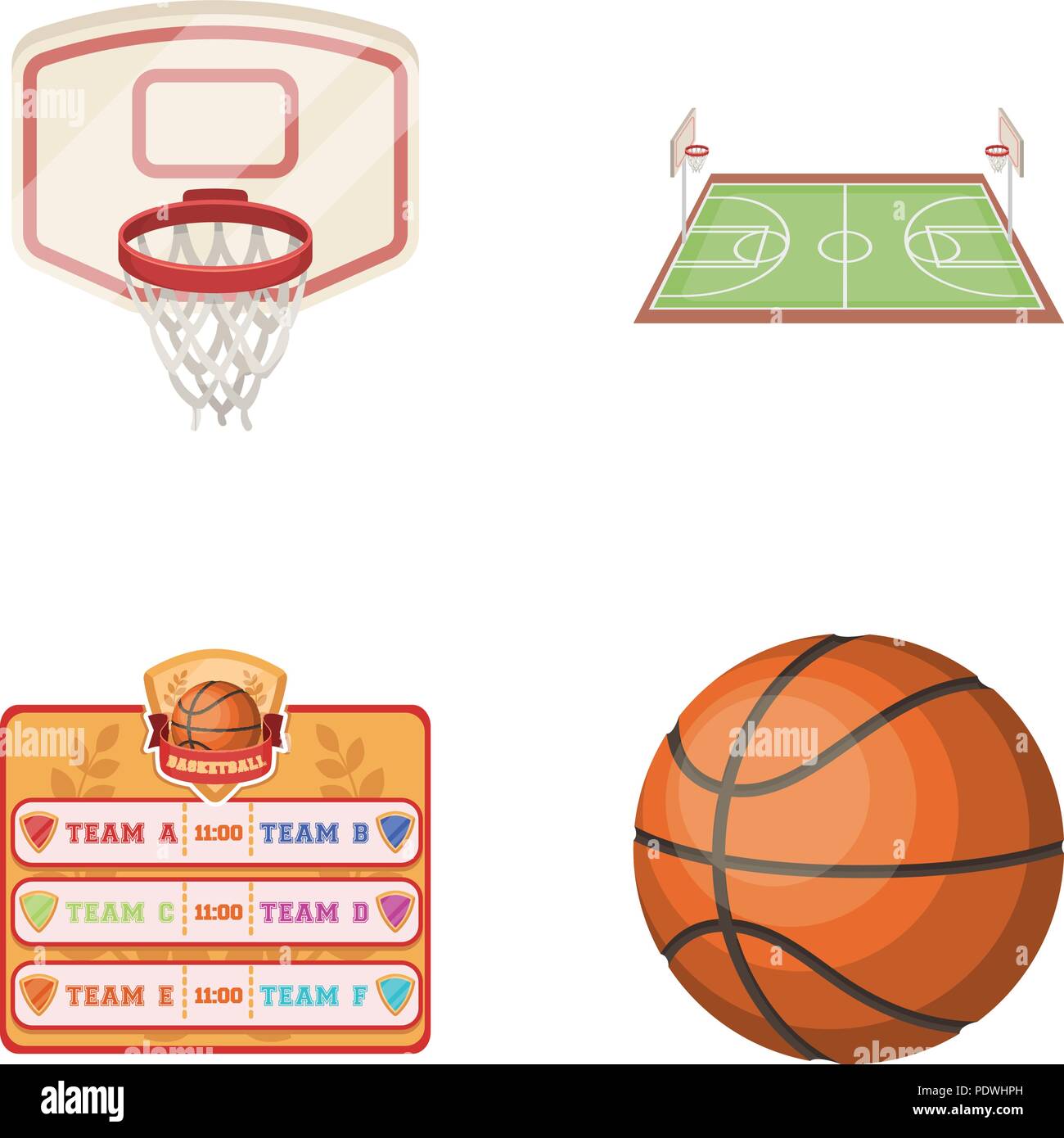Basketball and attributes cartoon icons in set collection for design ...