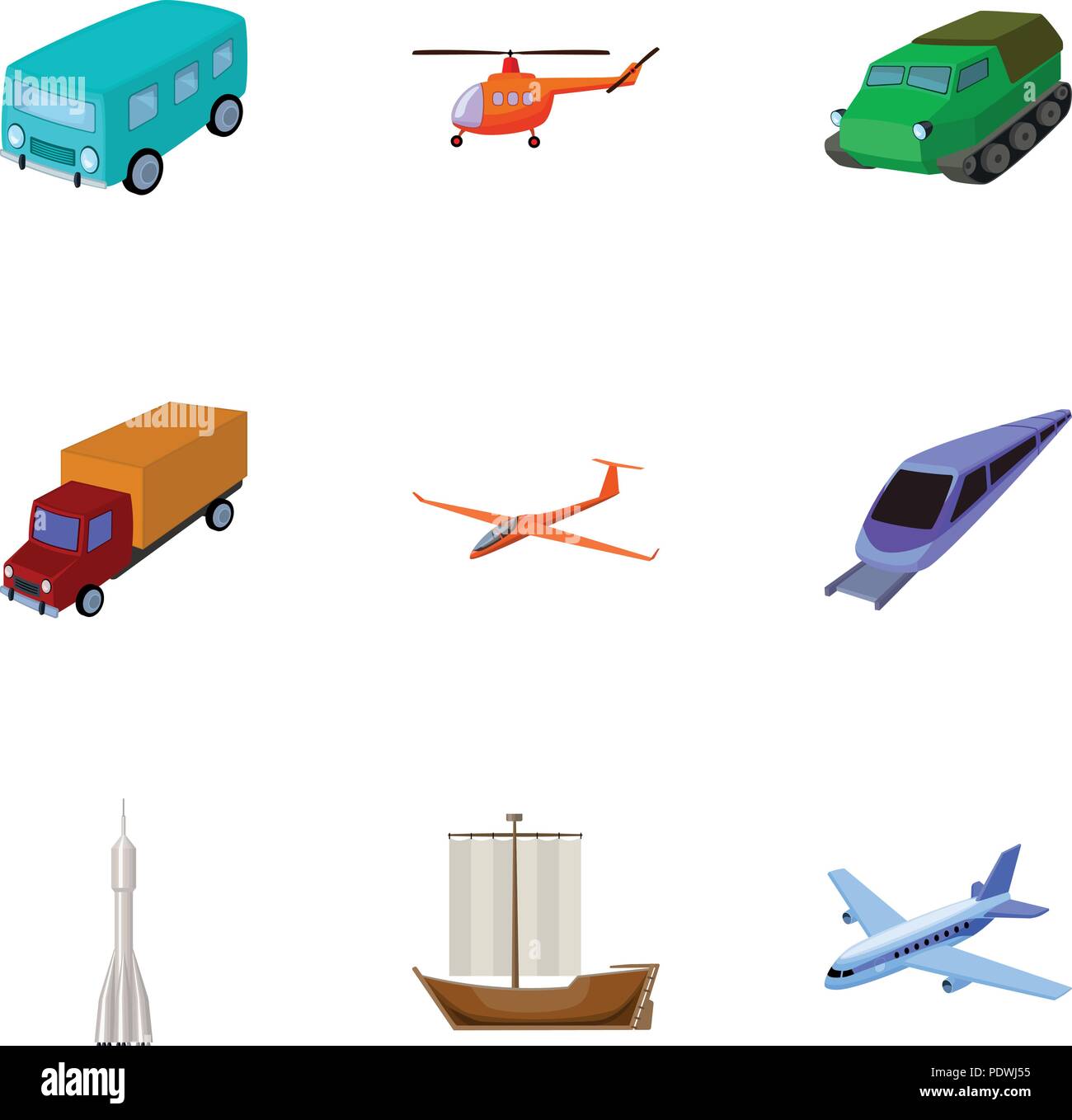 Set of pictures about types of transport. Transportation of people ...