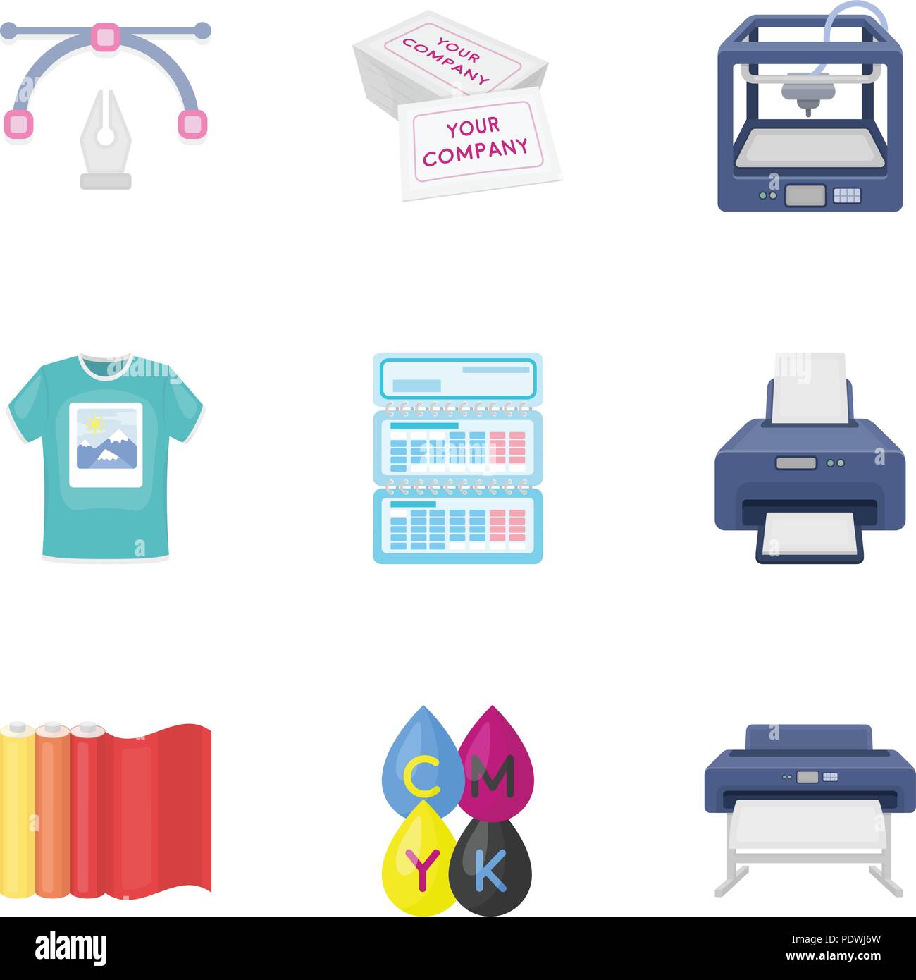 Typography set icons in cartoon style. Big collection of typography ...