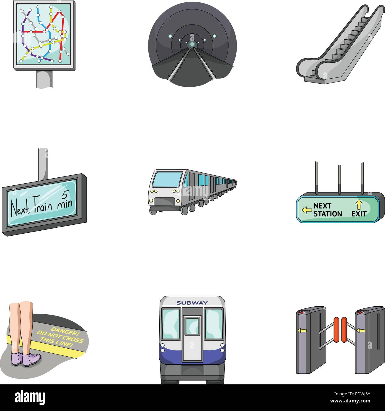 Movement, electric transport and other icon in cartoon style.Attributes ...