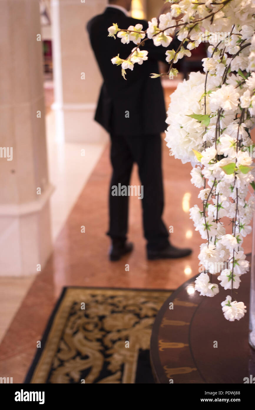 Wedding flowers arranged floral bouquet in marriage luxury 5 star hotel ...